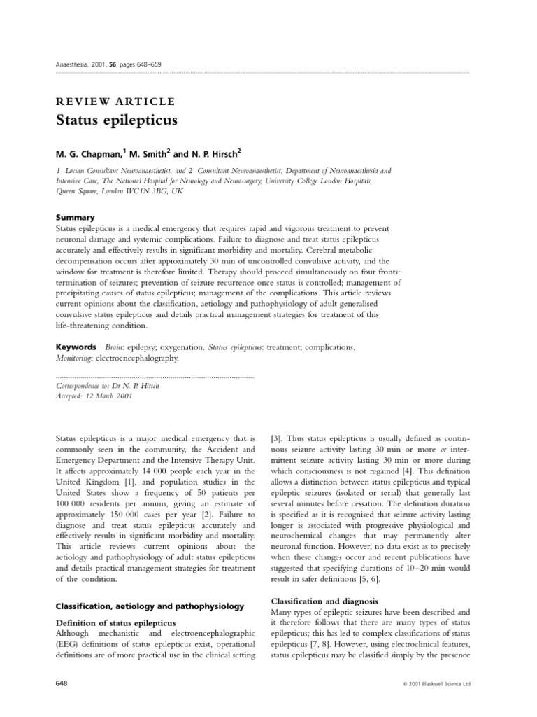 Chapman Et Al 2001 Anaesthesia | Download Free PDF | Epilepsy ... Chapman Et Al 2001 Anaesthesia | Download Free PDF | Epilepsy ...