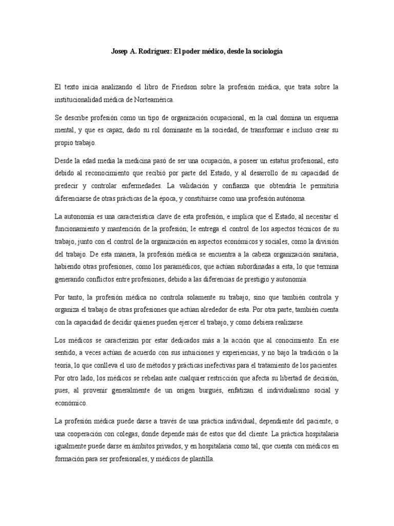 J.R El Poder Medico, Desde La Sociología | PDF | Sociedad | Estado (política)