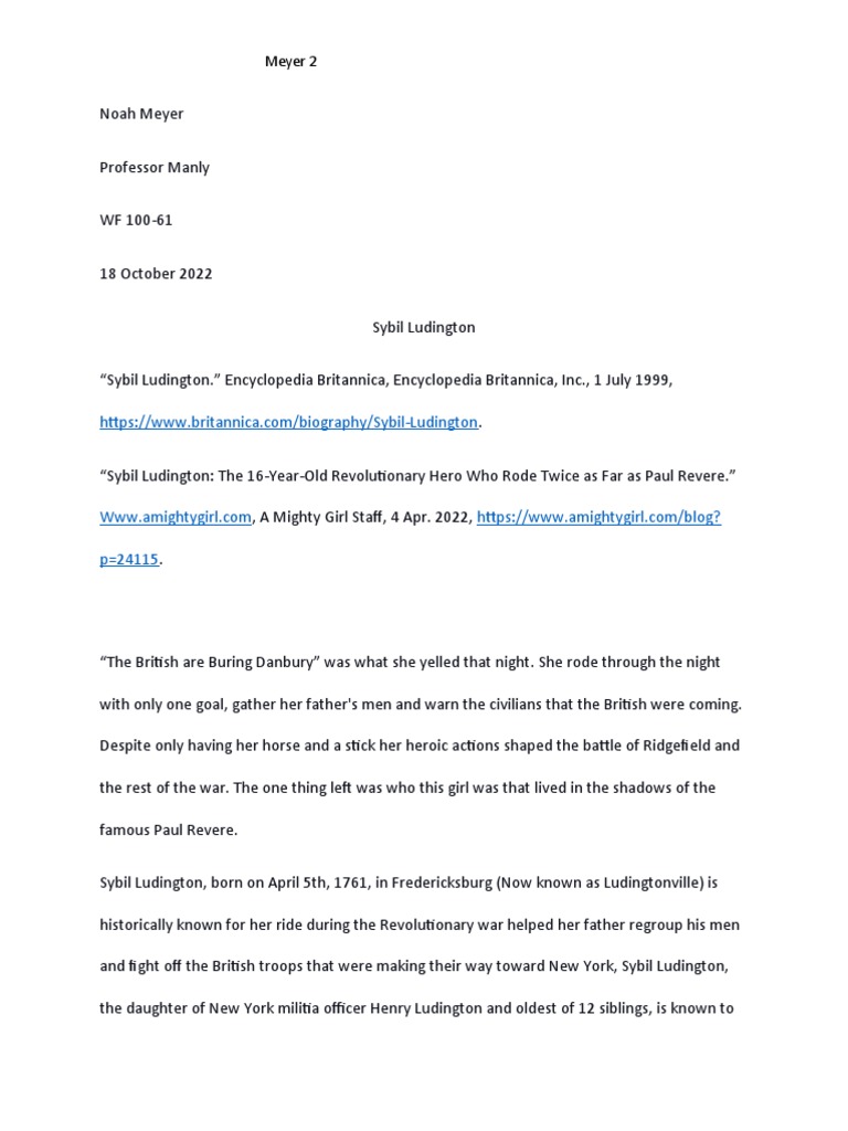 Sybil Ludington Revised Paper | PDF | American Revolution | Military ...