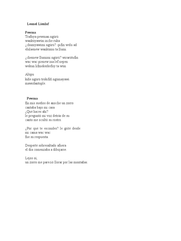 Poesía Mapuche y Conexión con la Naturaleza | PDF