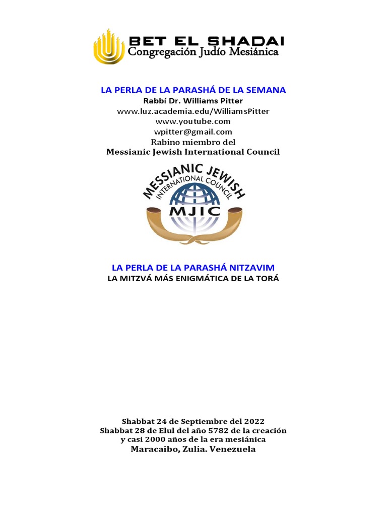 51 La Perla de La Parashá Nitzavim 5782 | PDF | Mesías | Pablo el apóstol