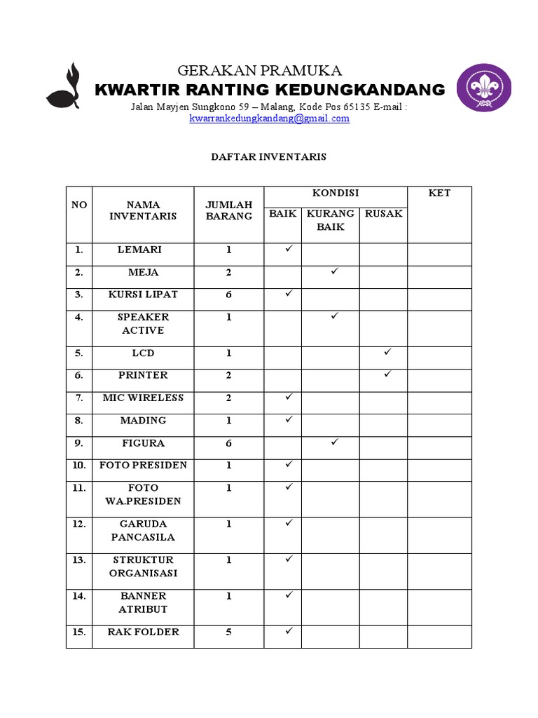 Daftar Inventaris | PDF