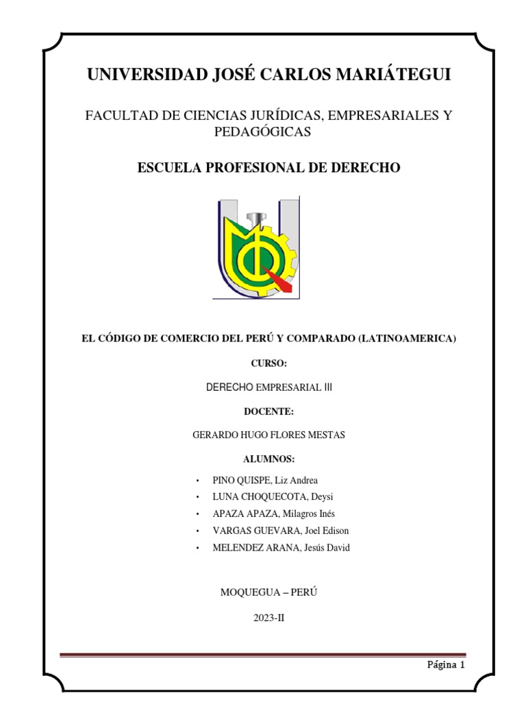 Código de Comercio en Perú: Historia y Análisis | PDF | Ley procesal ...