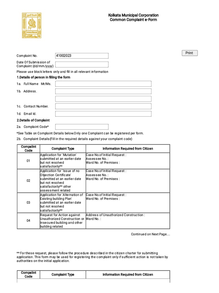Official Website of Kolkata Municipal Corporation | PDF | Complaint