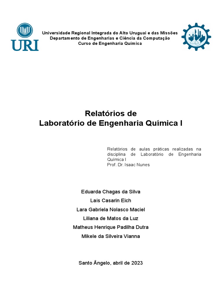 Relátorios Lab EQ I.docx-1 | PDF | Massa | Densidade