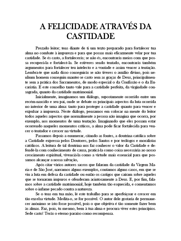 A Felicidade Através Da Castidade | PDF | Castidade | Pecado
