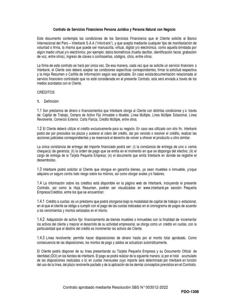 Contrato Ibk | PDF | Tarjeta de crédito | Seguro