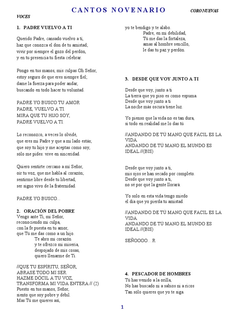 21-03-2023 - CANTOS NOVENARIO (Act) | PDF | María, madre de Jesús | Amor