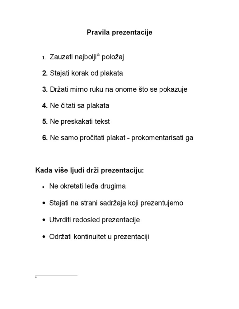 Pravila Prezentacije Plakat | PDF