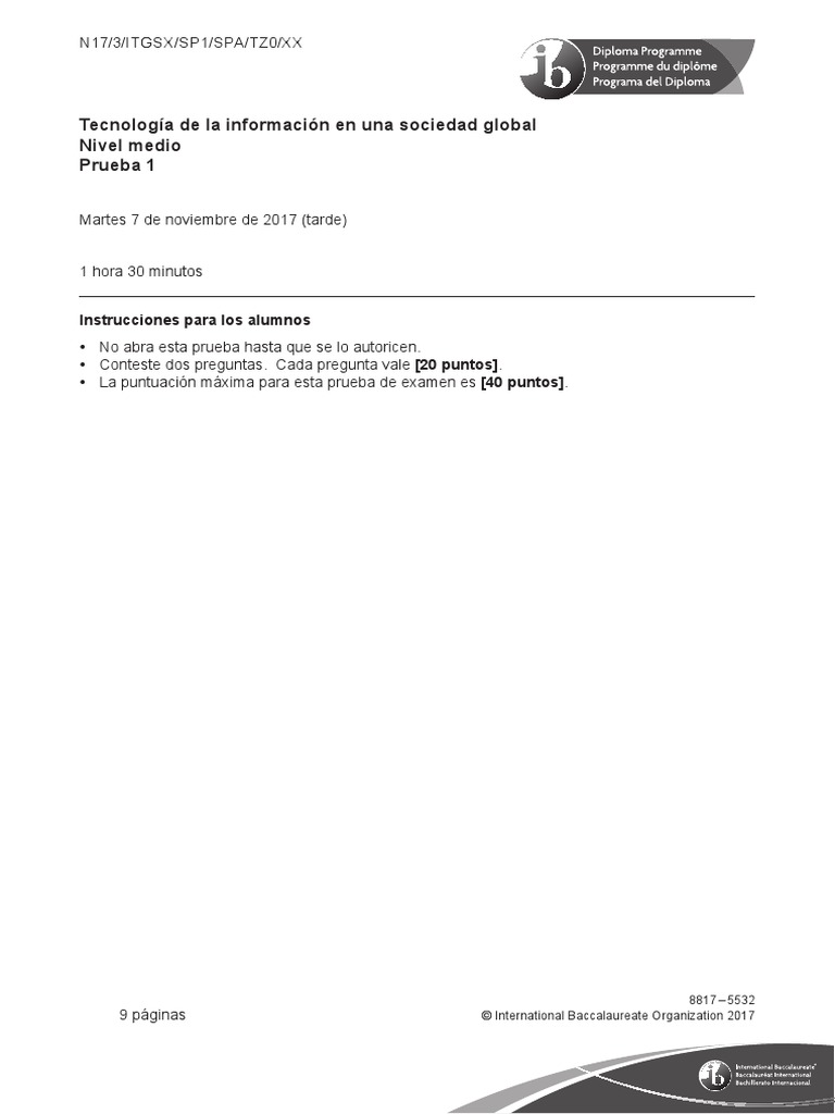 ITGS Paper 1 SL Spanish | PDF | Internet | Biometría