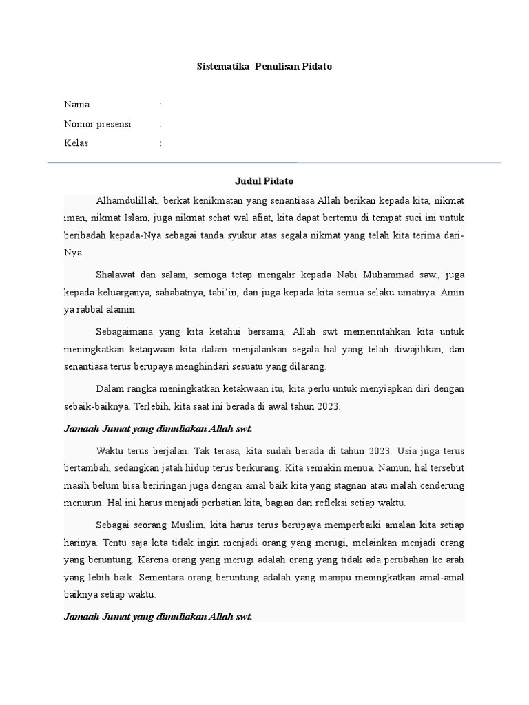 Sistematika Penulisan Pidato | PDF | Pengembangan Diri | Agama & Spiritualitas