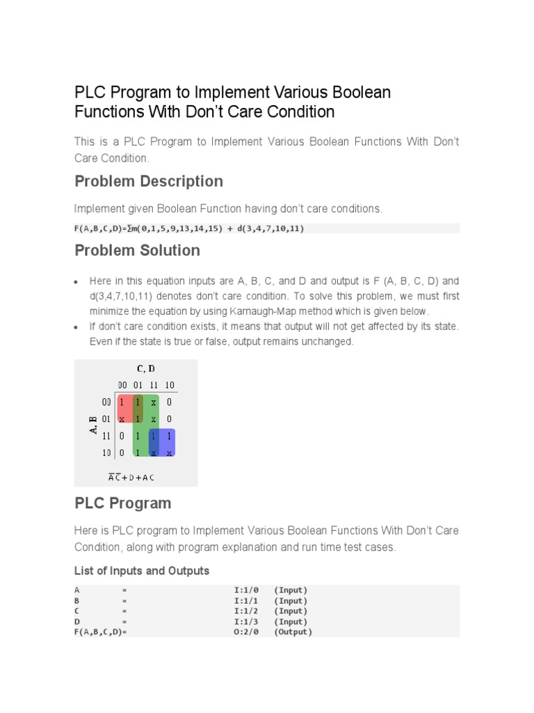 PLC Boolean Functions Guide | PDF | Computer Engineering | Theoretical ...