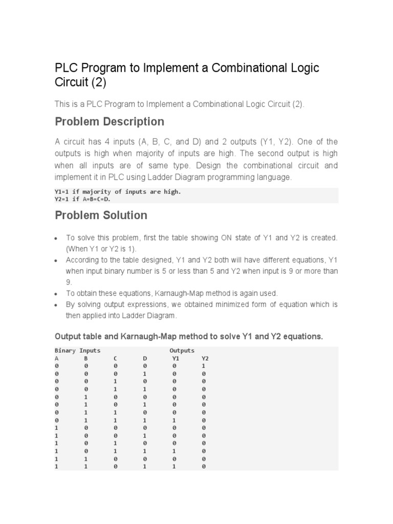 5 PLC Program To Implement A Combinational Logic Circuit | PDF ... 5 PLC Program To Implement A Combinational Logic Circuit | PDF ...