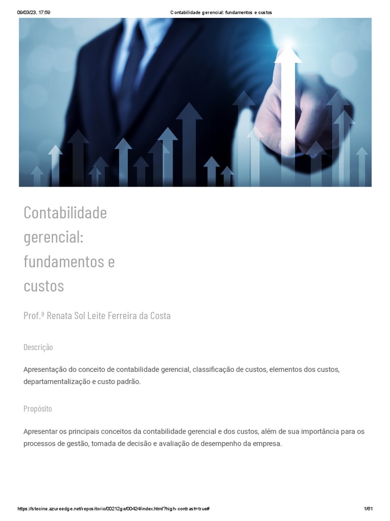 Tema 1 - Contabilidade Gerencial - Fundamentos e Custos | PDF | Contabilidade | Despesa