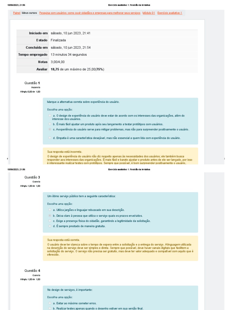 Exercício - MÓDULO 01 | PDF | Experiência de usuário
