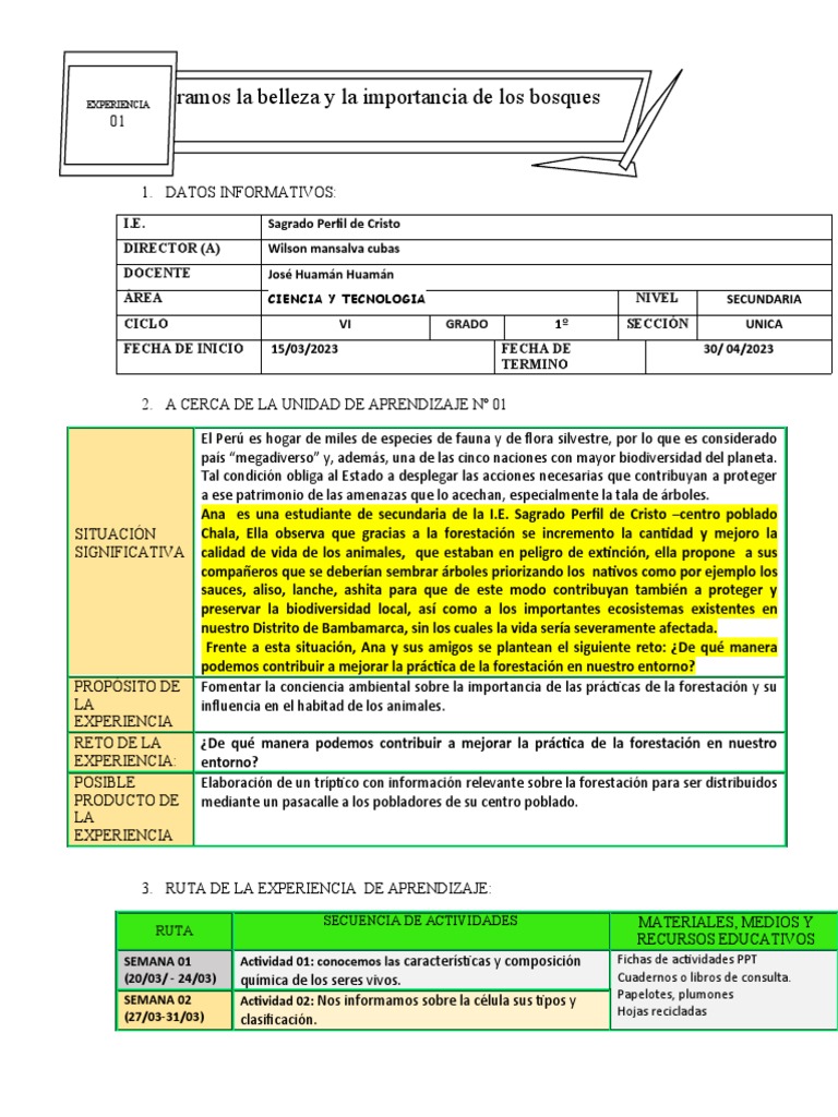 Experiencia de Aprendizaje Cyt | PDF | Organismos | Biología Celular)