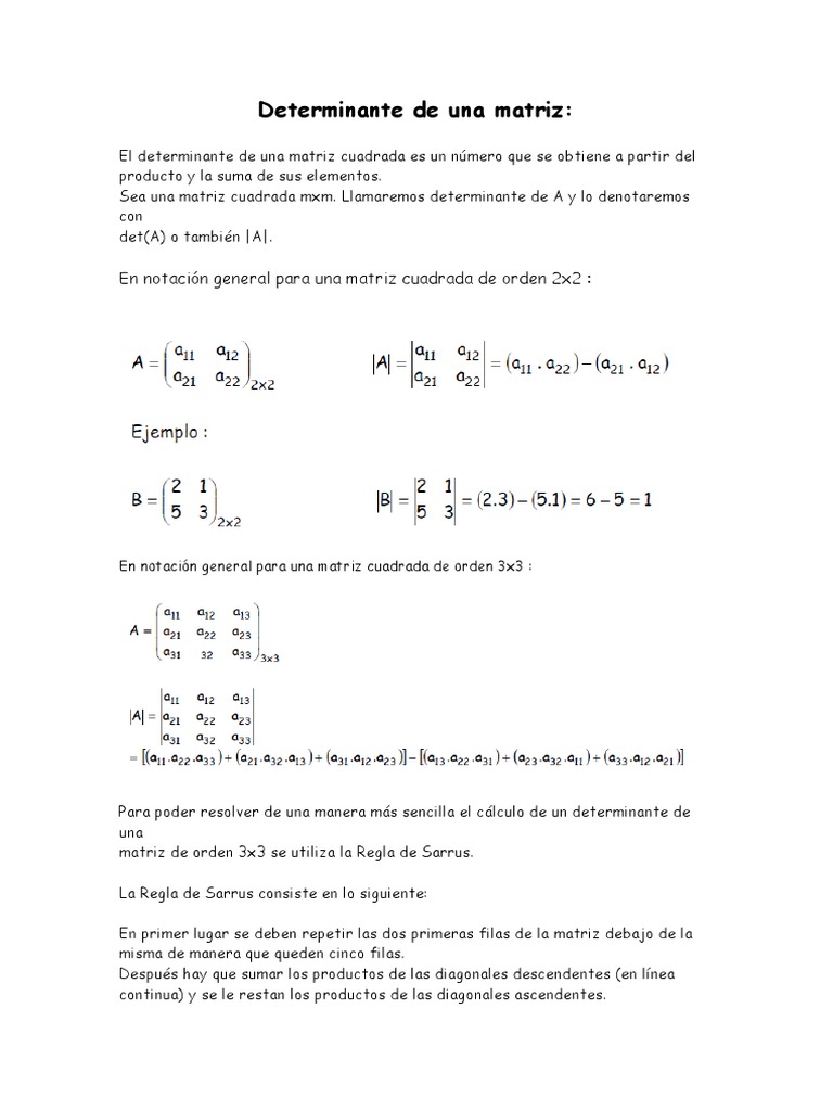 Determinantes de Una Matriz-Casos Prácticos | PDF | Determinante ... Determinantes de Una Matriz-Casos Prácticos | PDF | Determinante ...