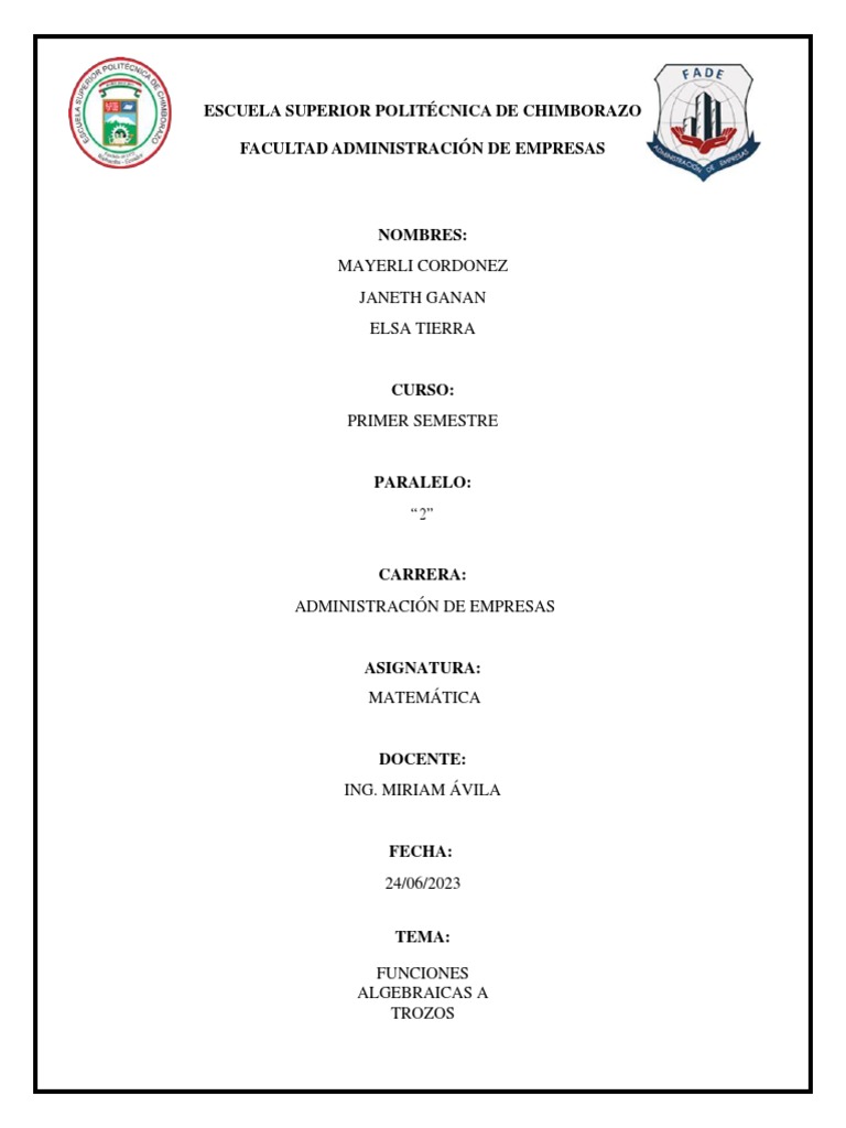 Grupo 7 - Funciones A Trozos | PDF | Función (Matemáticas) | Álgebra