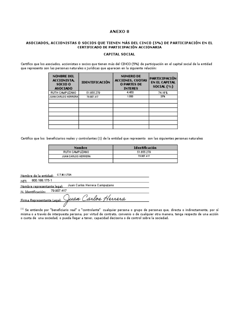 BIOENERGY Proveedor Nacional Anexo 8 | PDF