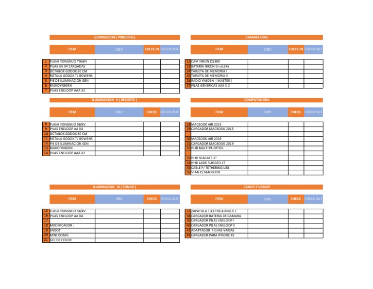 Check List Camera Gear N | PDF
