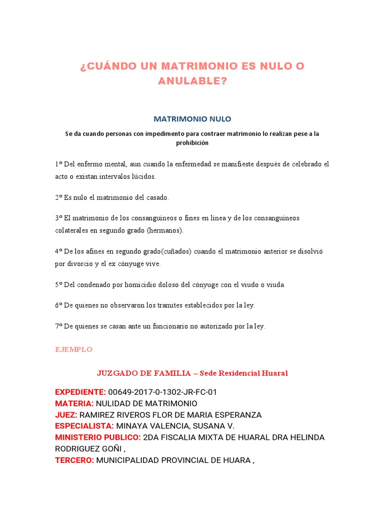 Cuándo Un Matrimonio Es Nulo o Anulable | PDF | Anulación | Matrimonio
