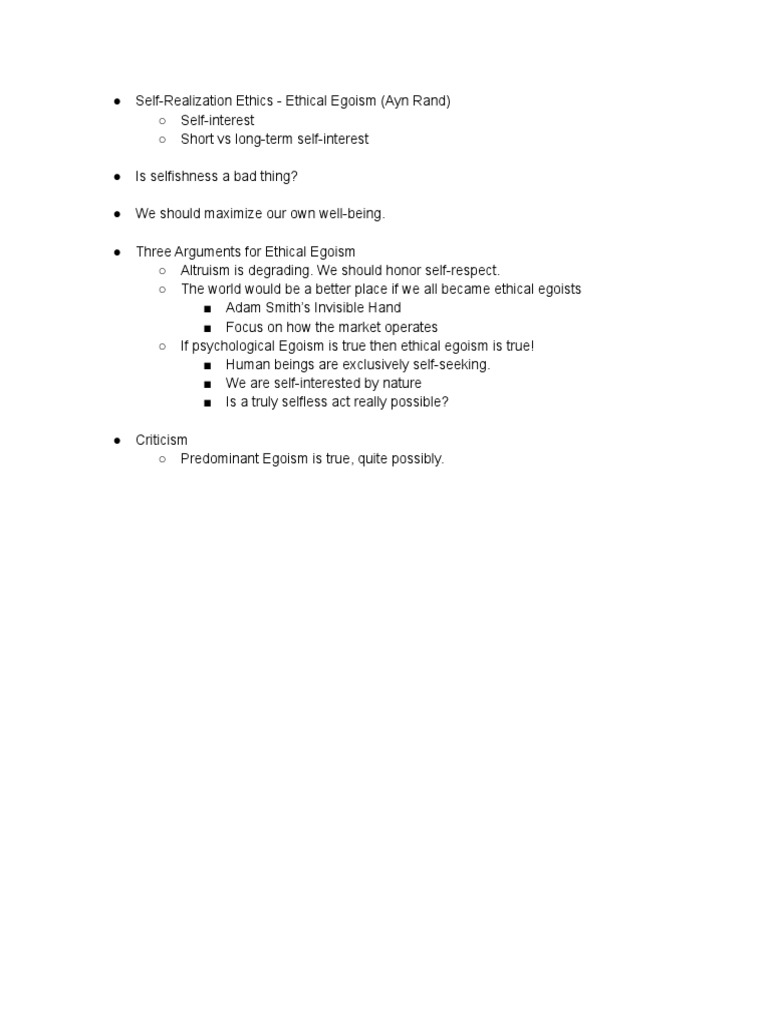 Self-Realization Ethics - Ethical Egoism | PDF