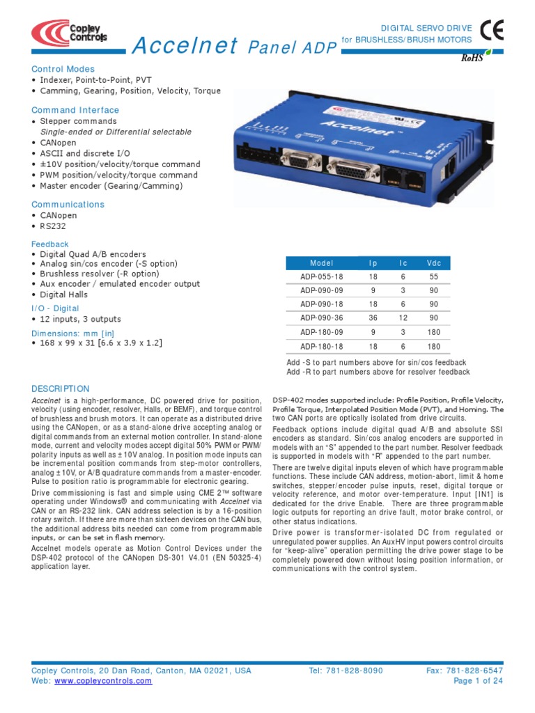 Copley Accelnet Panel ADP | PDF | Power Supply | Electrical Components
