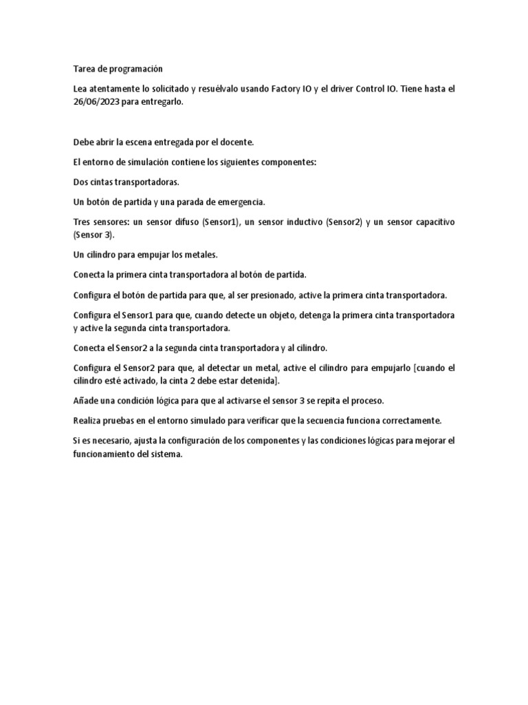 Tarea Factory Io | PDF