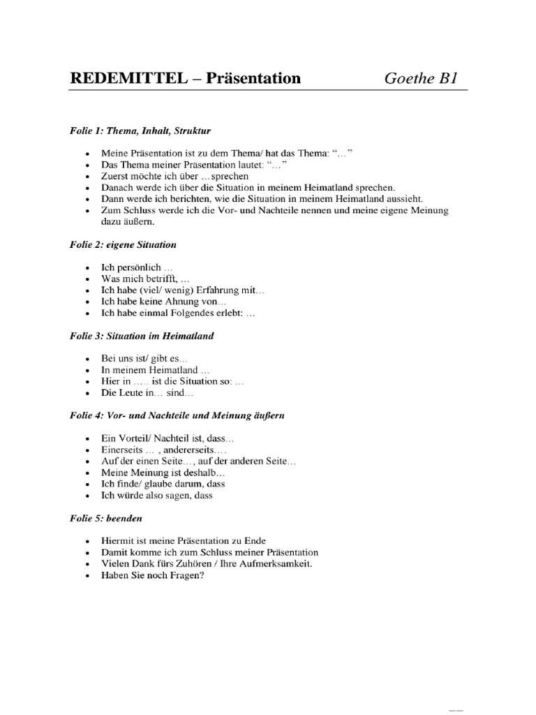 REDEMITTEL Präsentation Goethe B1 | PDF