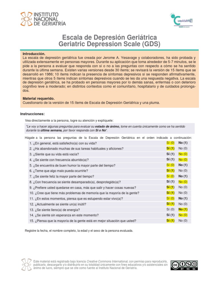 Test GDS | PDF | Depresión (estado de ánimo)