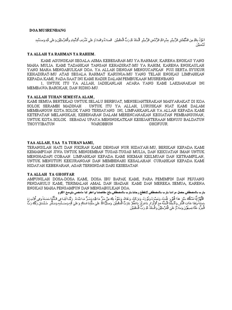 Doa Musrenbang | PDF