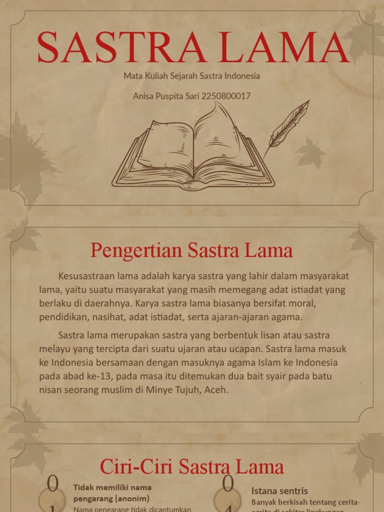 Ciri dan Jenis Sastra Lama Indonesia | PDF