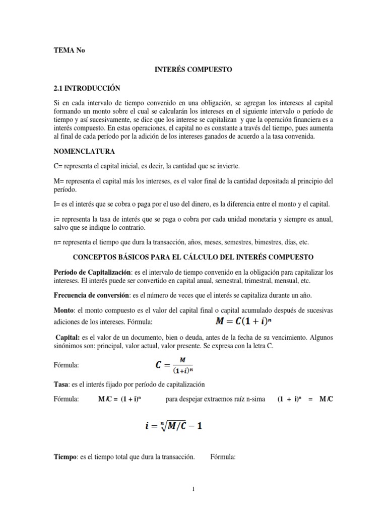 Interes Compuesto | PDF | Interés | Interés compuesto
