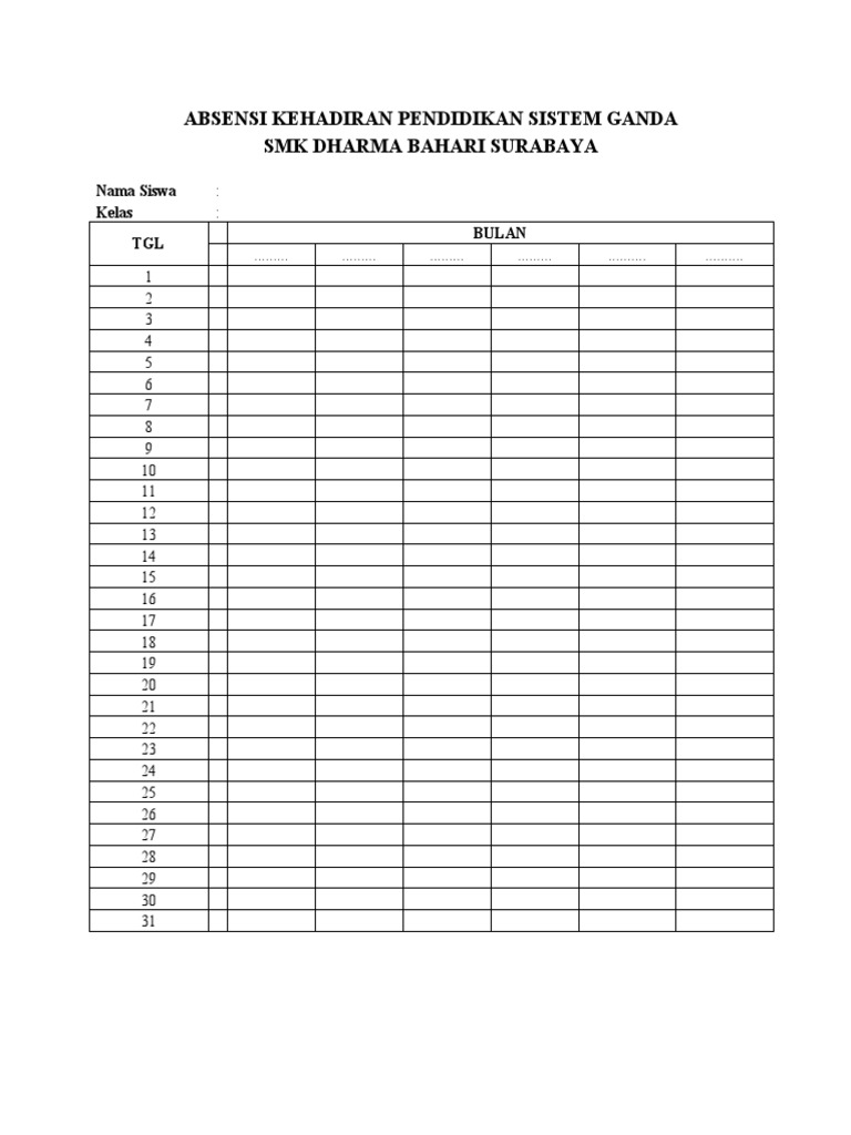 Absensi SMK Dharma Bahari | PDF