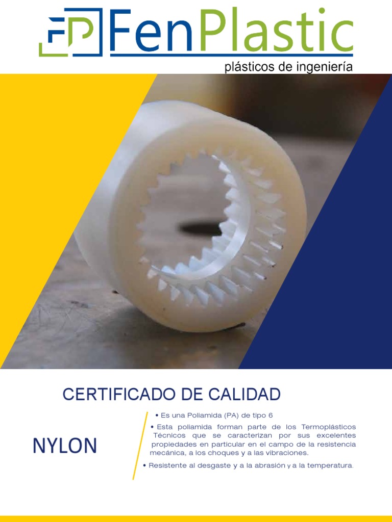 Certificado Nylon | PDF | Cantidades fisicas | Mecánica de Medios Continuos