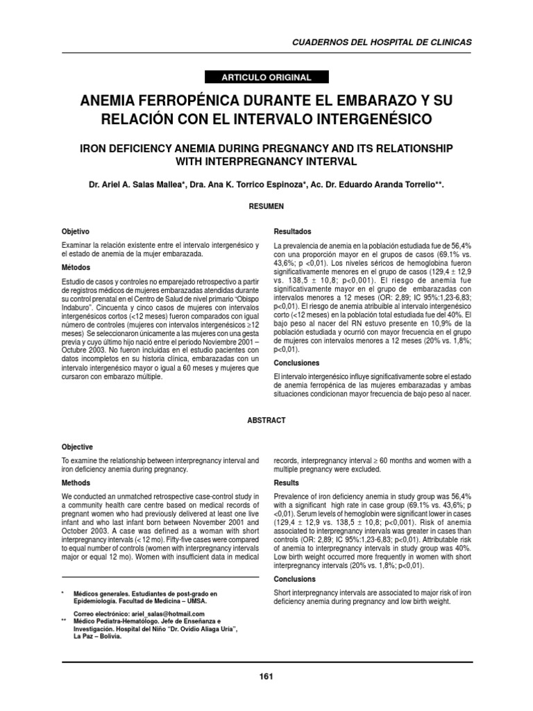Anemia Ferropenica Durante El Embarazo y Su Relacion Con El Int ENWNQ3Z | PDF | Anemia | El embarazo