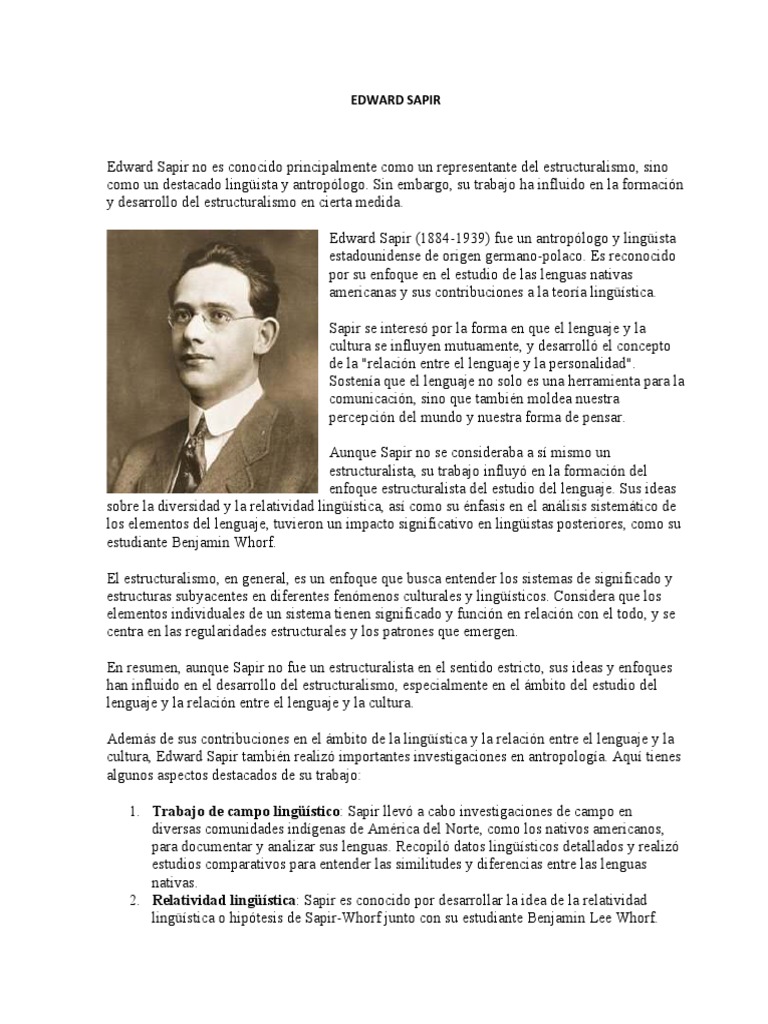 Edward Sapir | PDF | Lingüística | Antropología