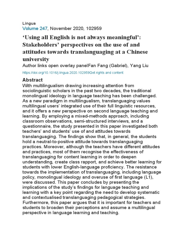 Using All English Is Not Always Meaningful' | PDF | Multilingualism ...