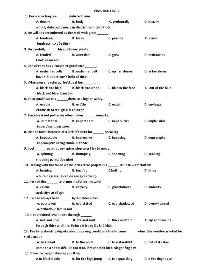 Practice Test 3 - GV | PDF