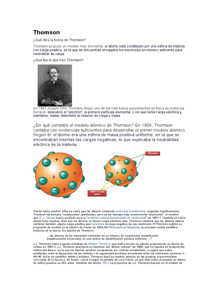 Modelo atómico de Thomson (1897-1904) | PDF | Física Aplicada e ...