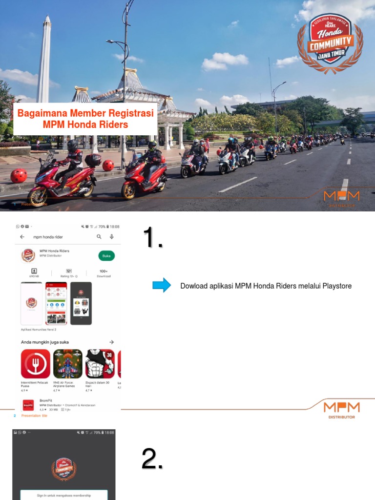 Materi Tutorial Registrasi Member Di MPM Honda Riders | PDF