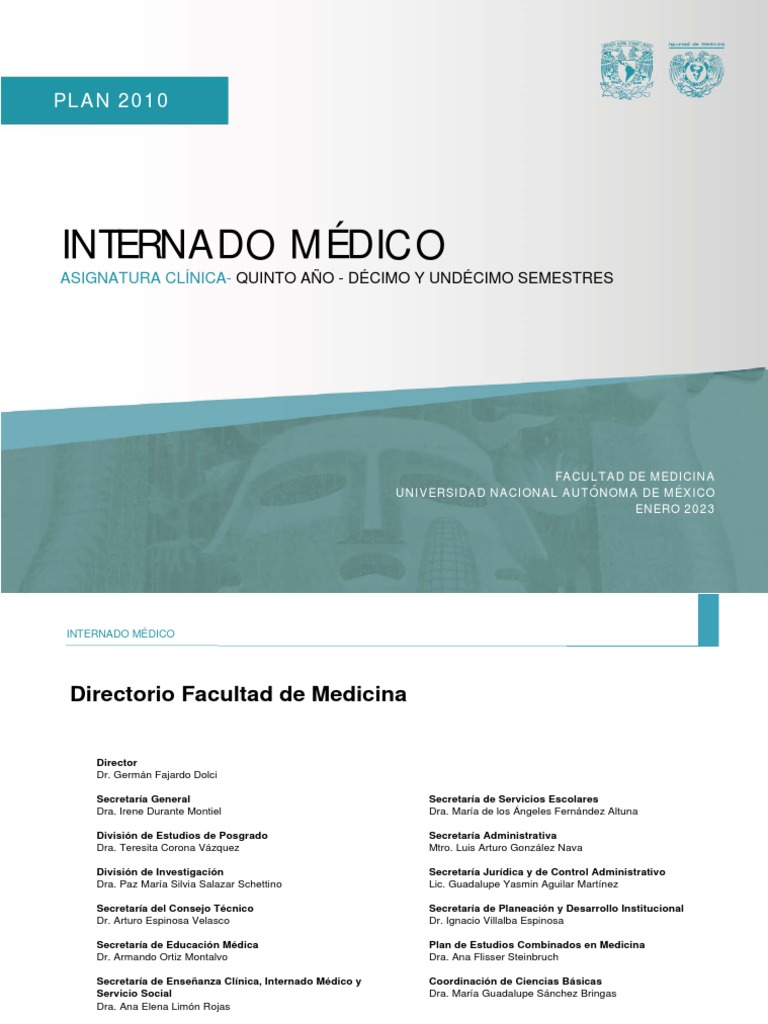Programa Academico Internado Médico 2023 | PDF | Aprendizaje | Plan de estudios