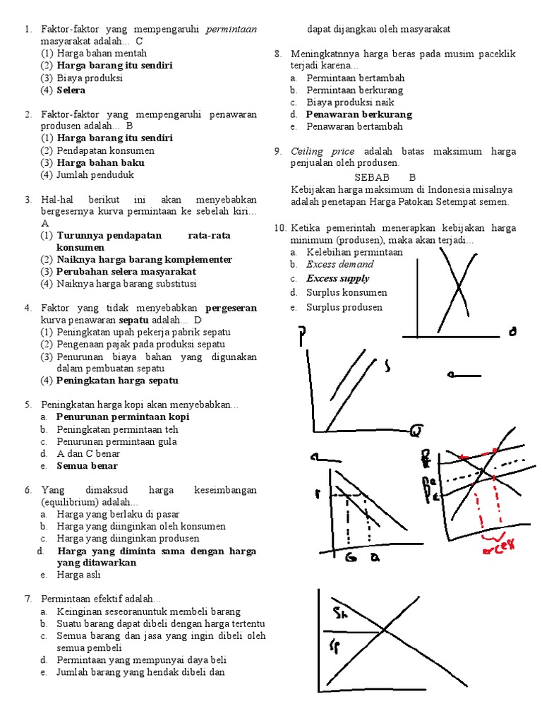 Soal Permintaan Dan Penawaran | PDF
