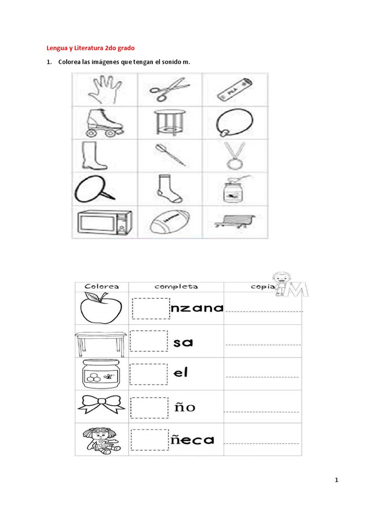 Hojas de Trabajo Lengua 2do Grado | PDF