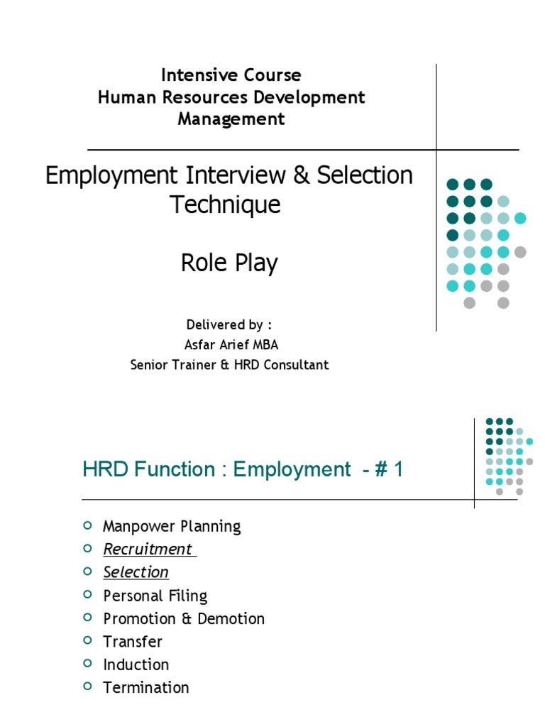 6 Employment Interview & Role Play Scenario | PDF | Accounting | Recruitment