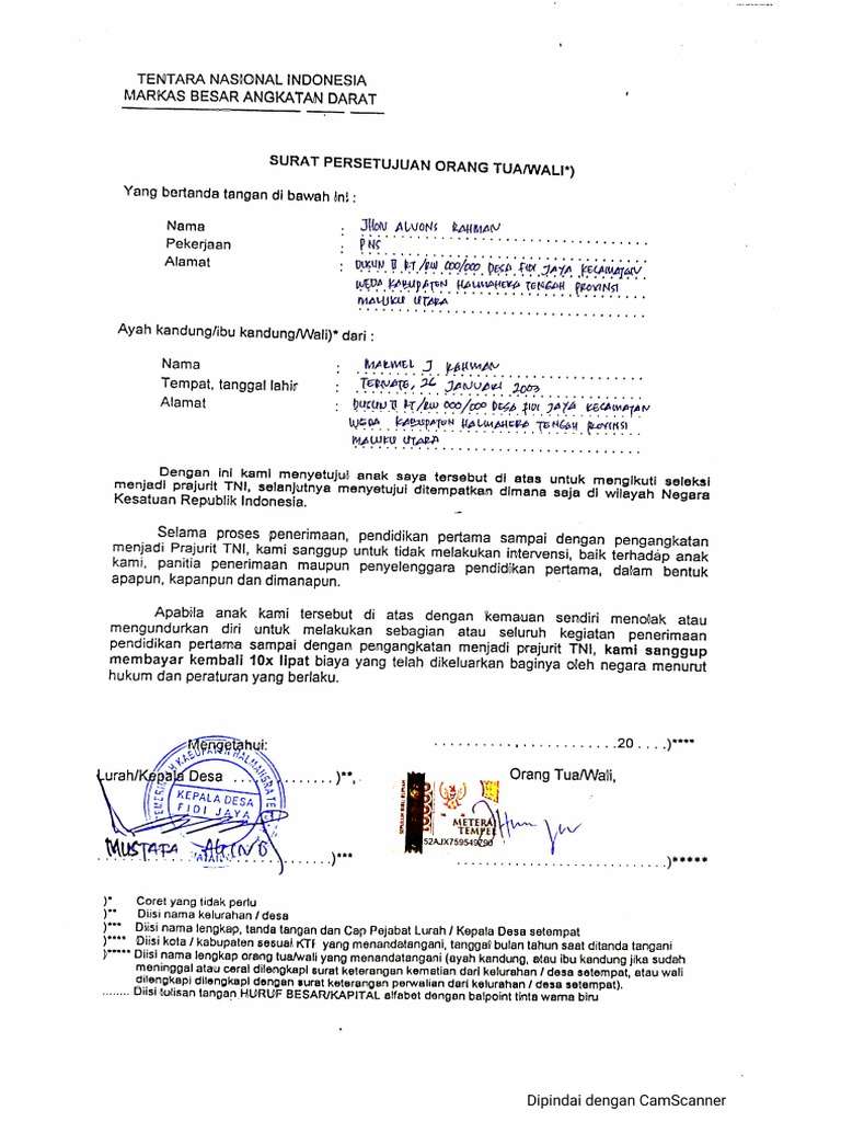 Contoh Pengisian RH | PDF