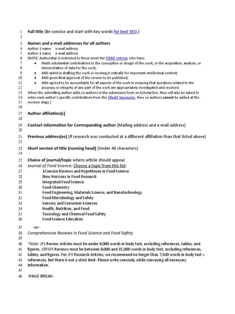 IFT JournalsManuscriptTemplate Jan2023 | PDF | Academic Journal | Citation