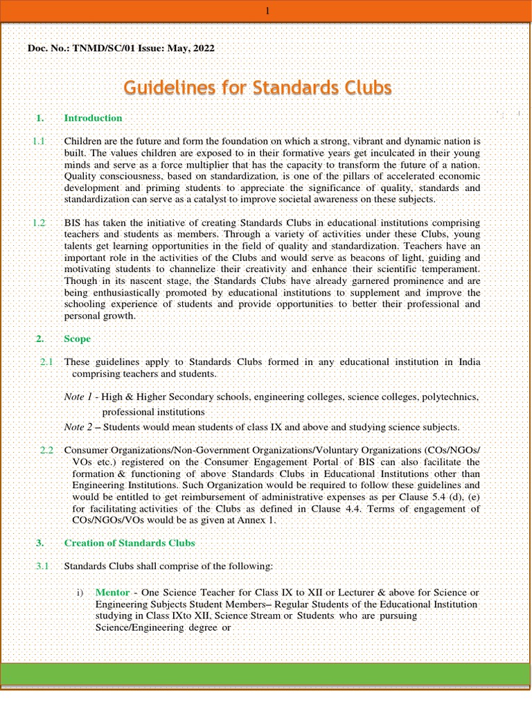 STD Club Guidelines | PDF | Teachers | Expense