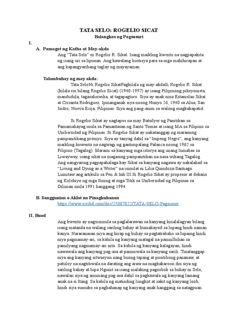 Balangkas NG Pagsusuri Format B | PDF