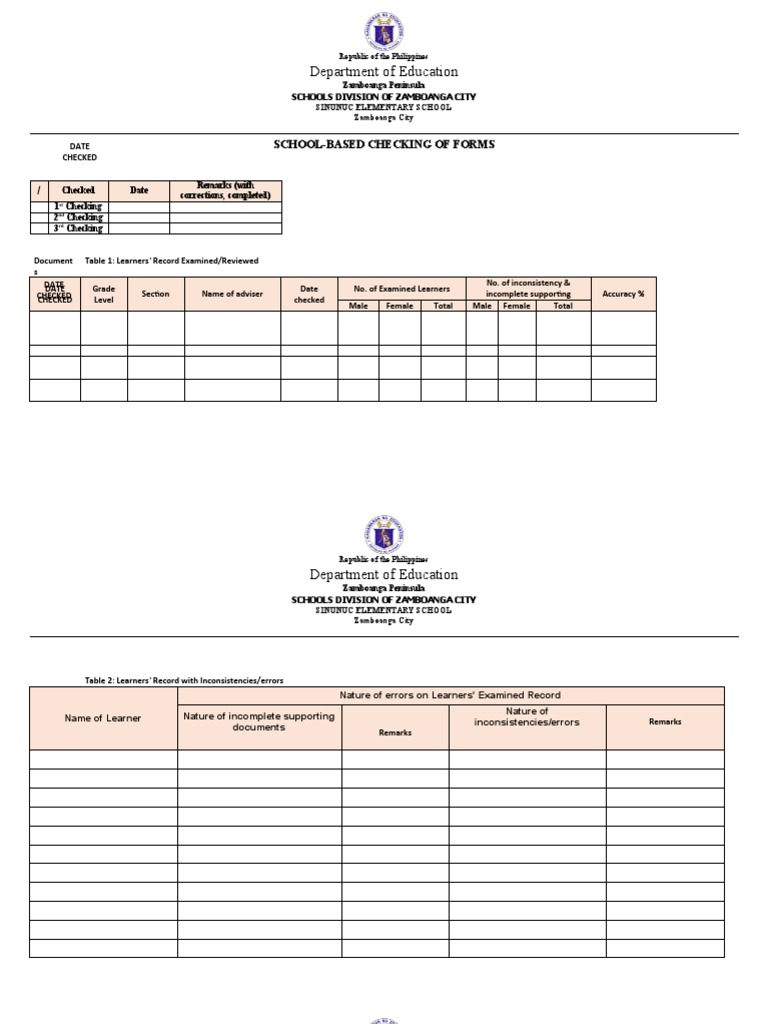 School Checking of Forms 1 | PDF